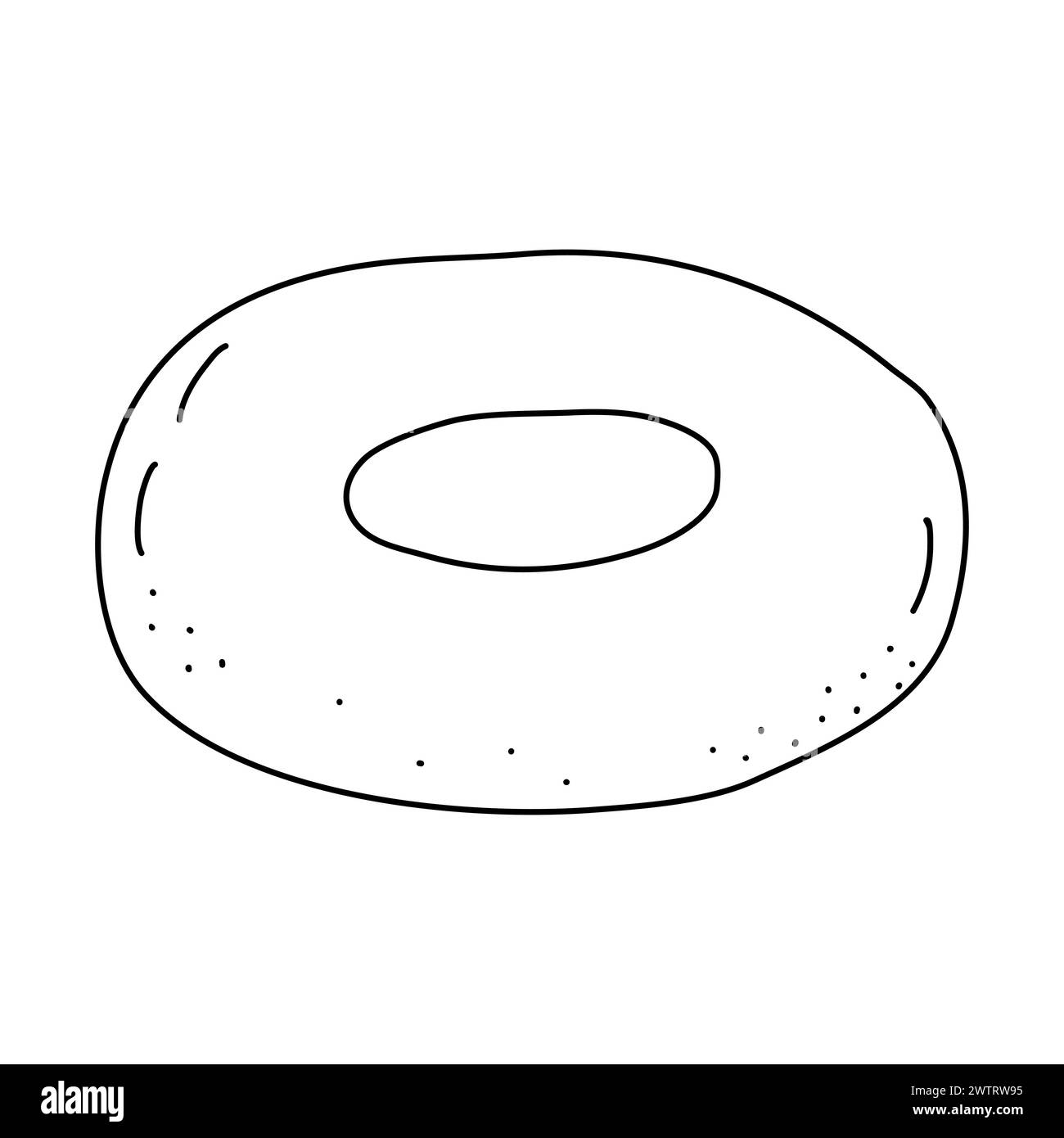 Fresh baked bagel or doughnut with texture, doodle style flat vector ...