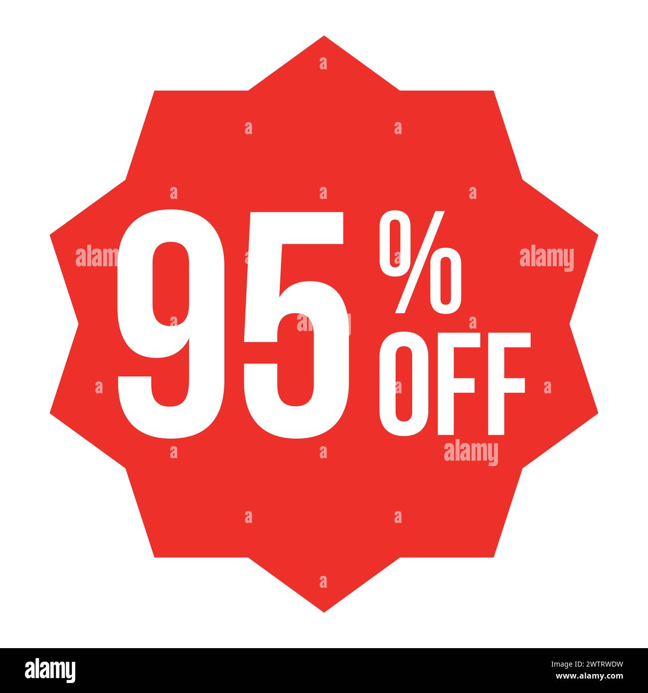 red 95 percent discount label on white background Stock Vector Image ...