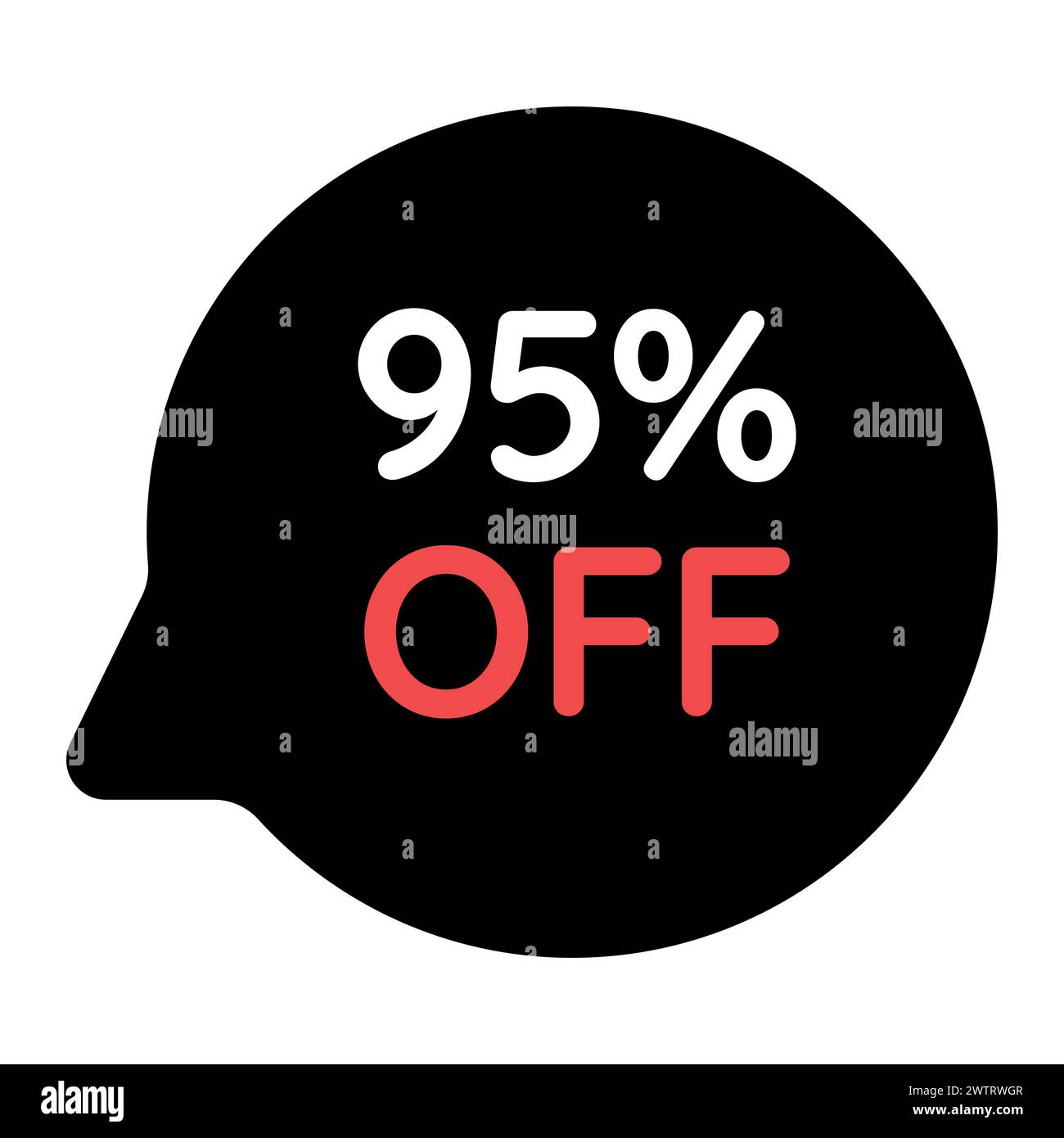 black 95 percent discount tag on white background Stock Vector Image ...
