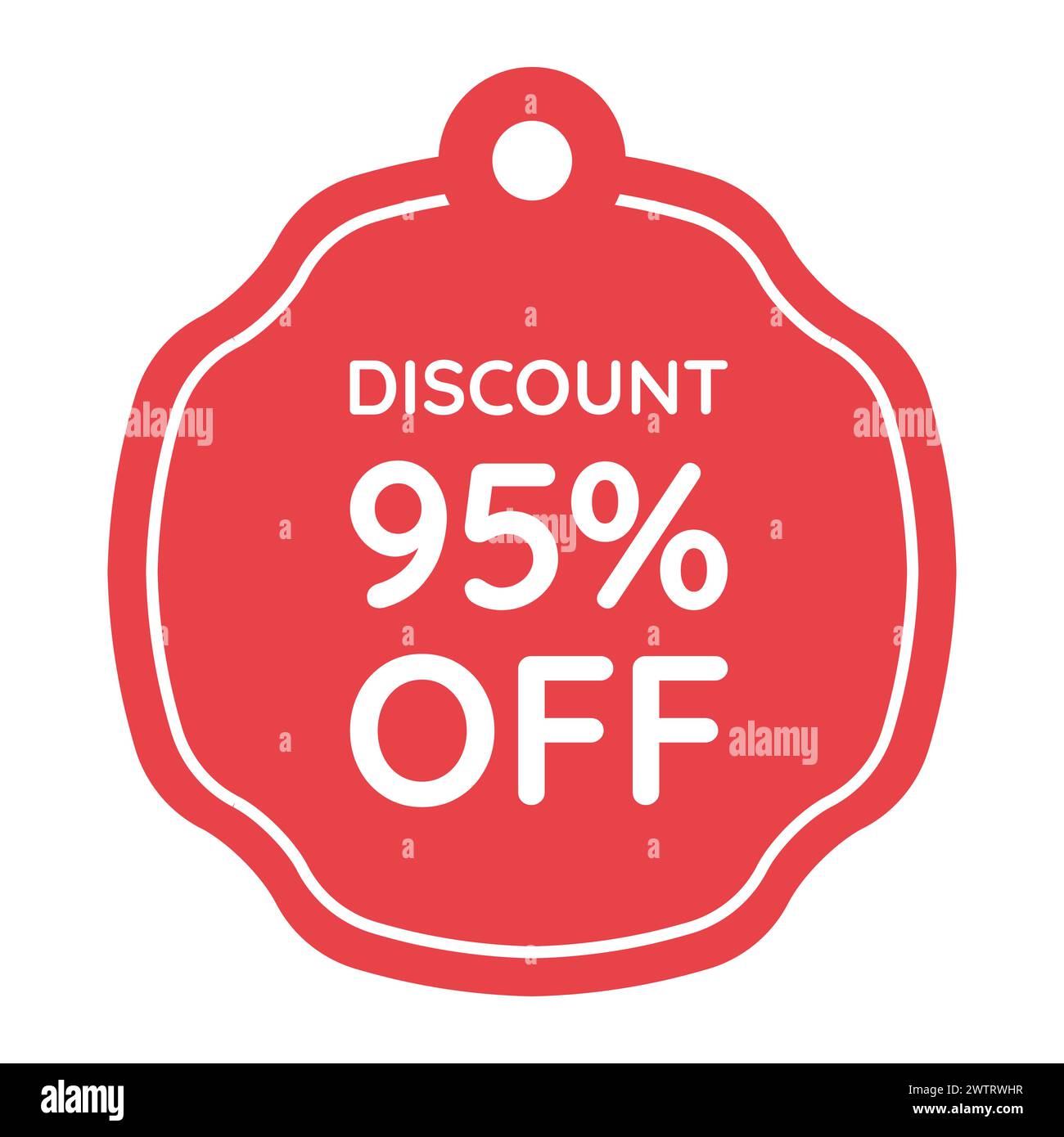 red 95 percent discount label on white background Stock Vector Image ...