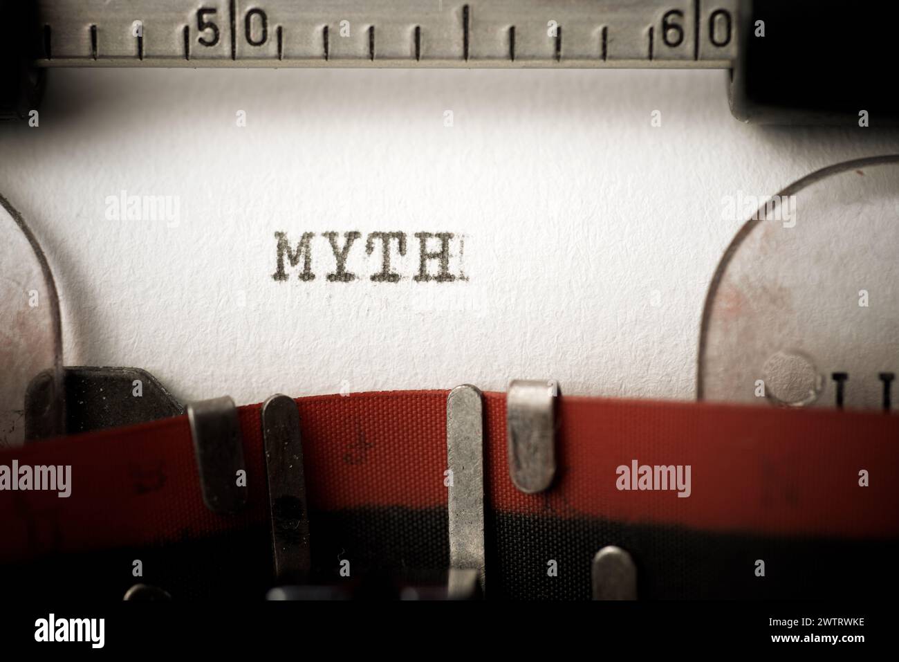 Myth word written with a typewriter Stock Photo - Alamy