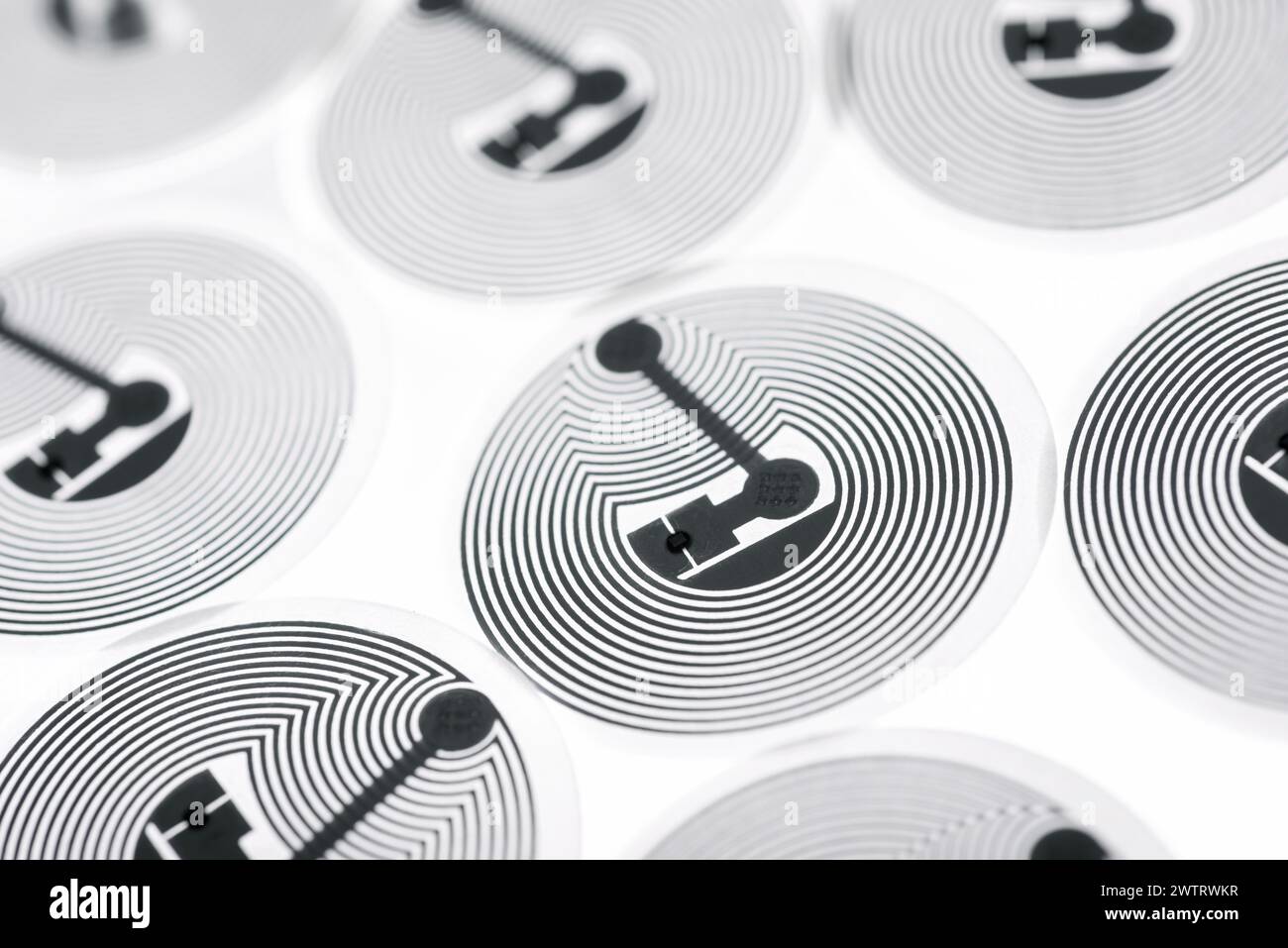 Close-up of rfid tags used as a remote data storage and retrieval ...