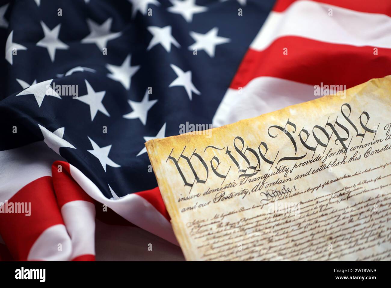 Preamble to the Constitution of the United States and American Flag ...