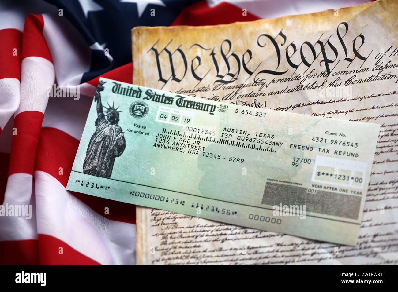 Preamble to the Constitution of the United States and refund check on ...