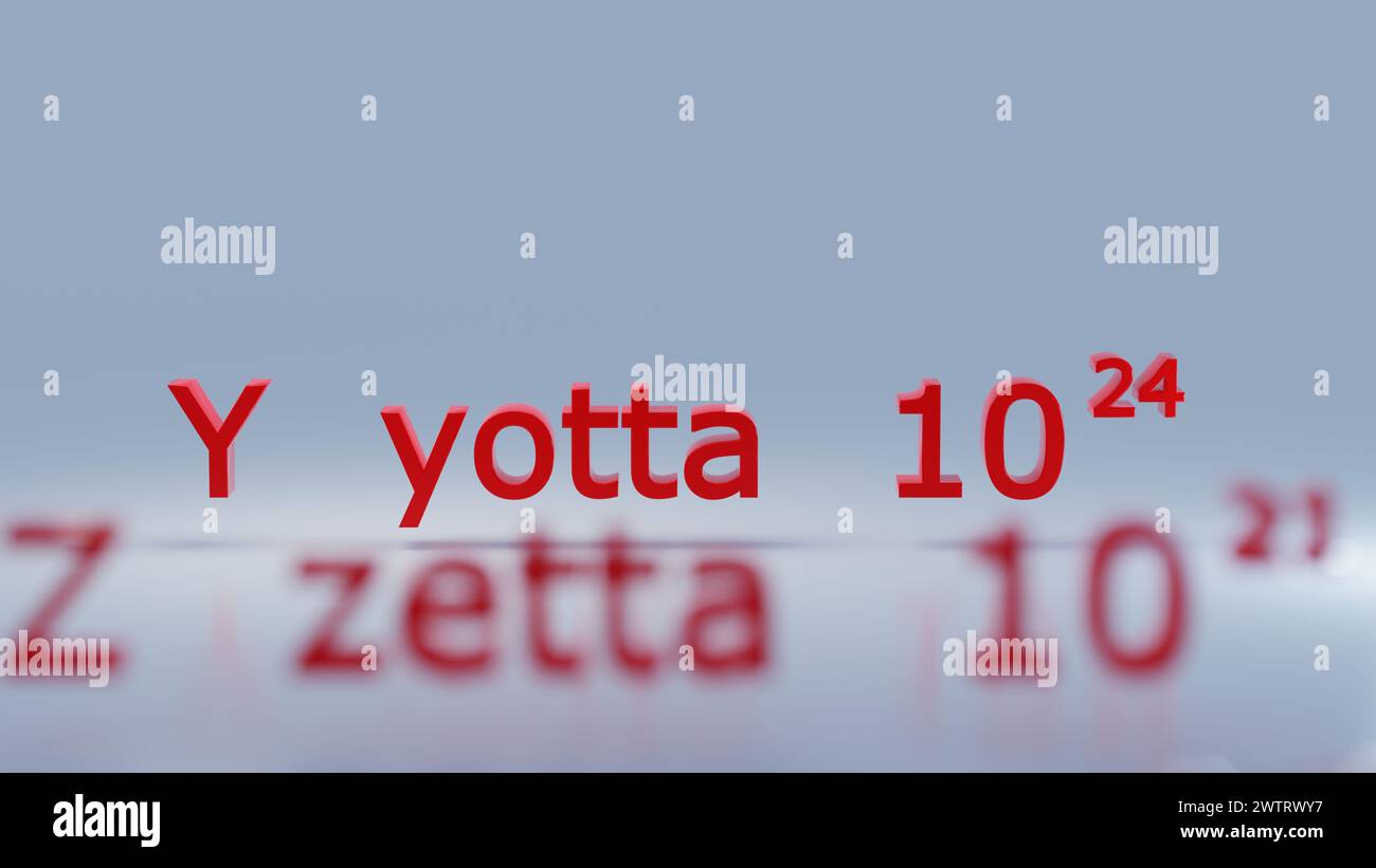 Metric Prefixes numbers - 3D render illustration - white background ...