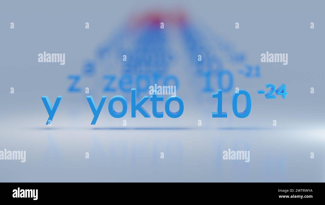 Metric Prefixes numbers - 3D render illustration - white background ...