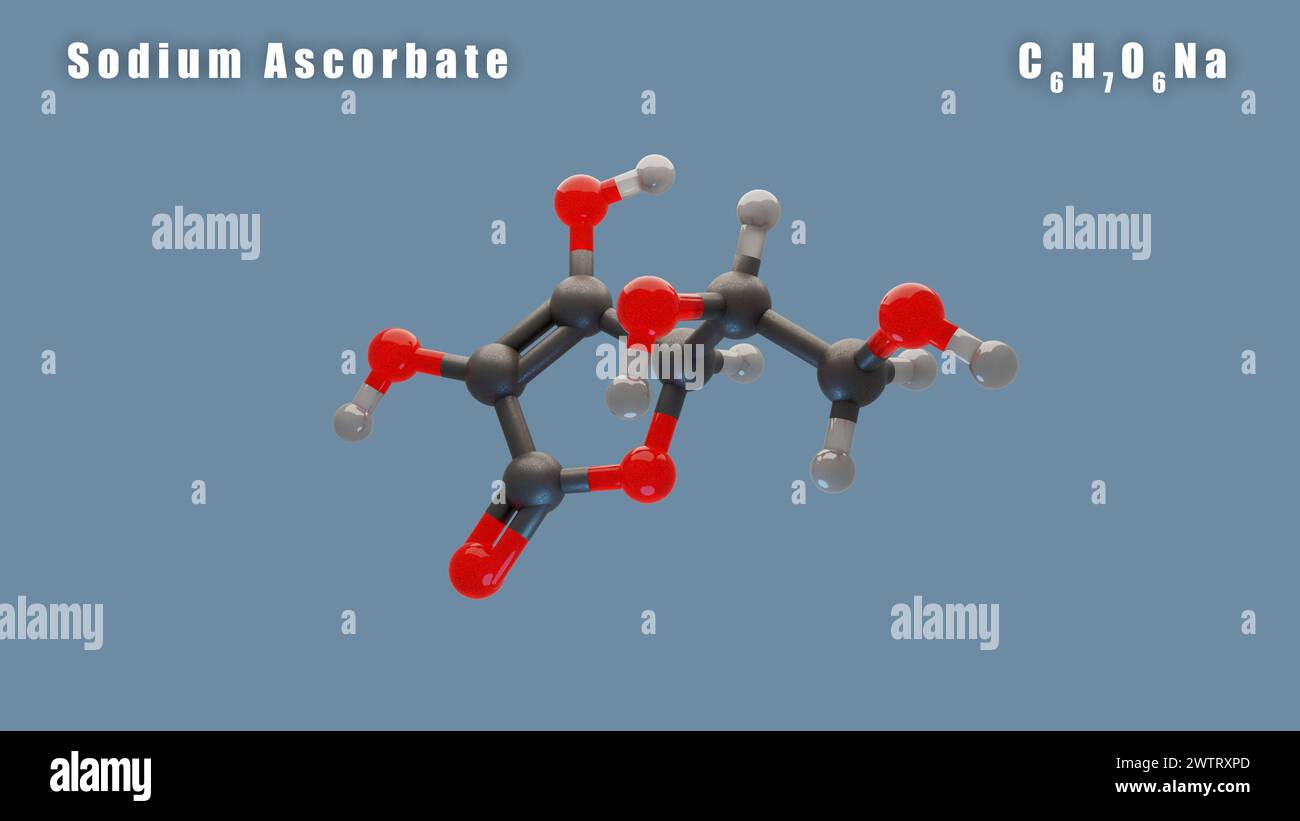 Sodium ascorbate of c6h7o6Na 3D Conformer animated render. Food ...