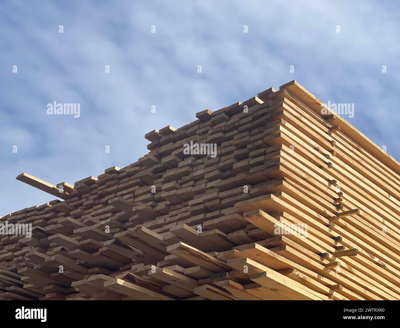 Stacked Timber Planks at a Lumberyard Awaiting Transportation. Stacked ...