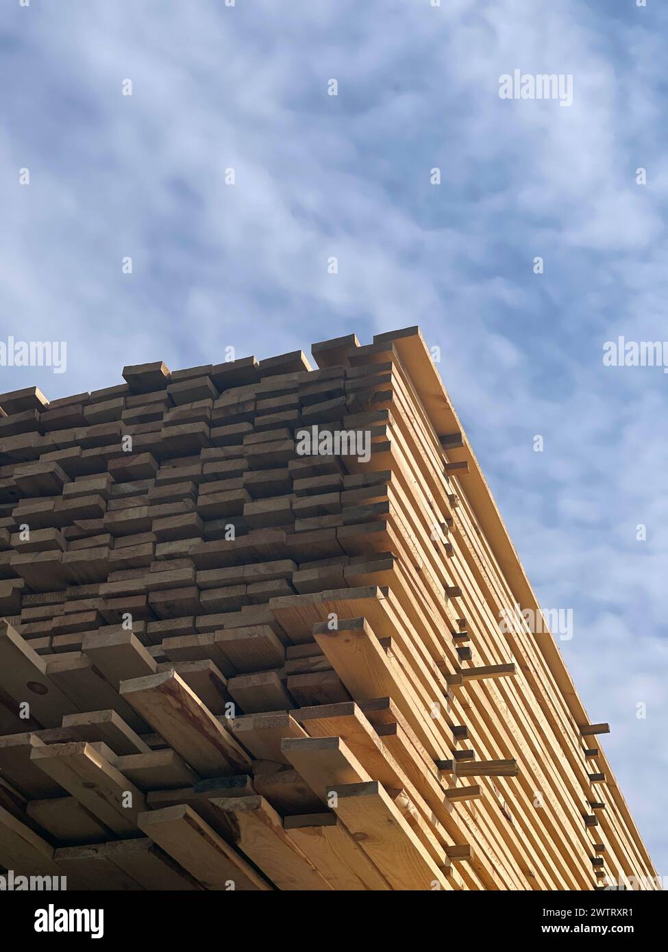 Stacked Timber Planks at a Lumberyard Awaiting Transportation. Stacked ...