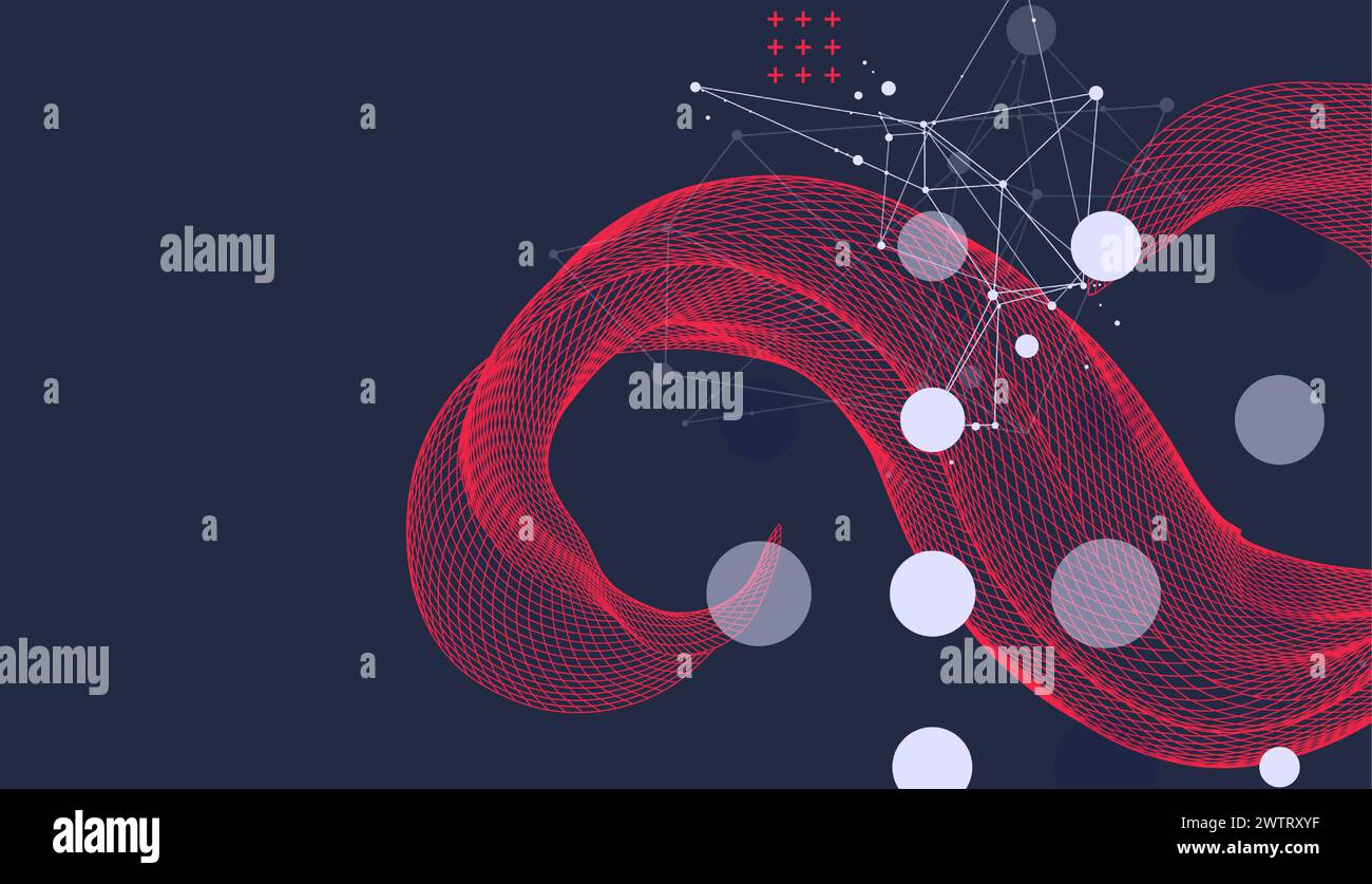 The abstract wave is made in a frame style. Template for science and ...