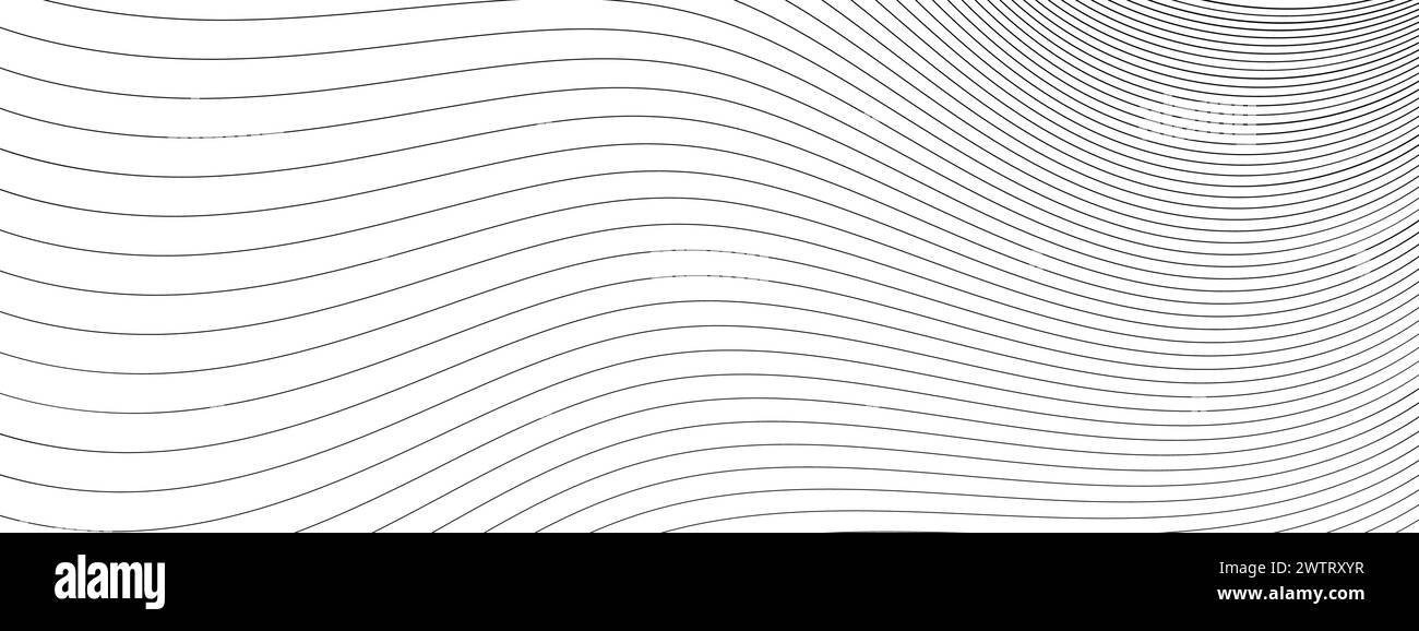 Pattern with striped swirl waves drawn in ink. Wallpaper with black ...