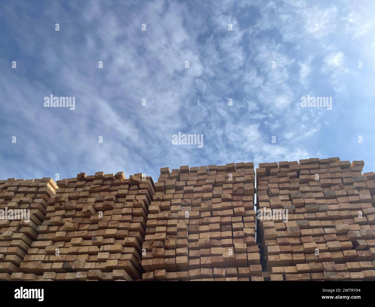 Stacked Timber Planks at a Lumberyard Awaiting Transportation. Stacked ...