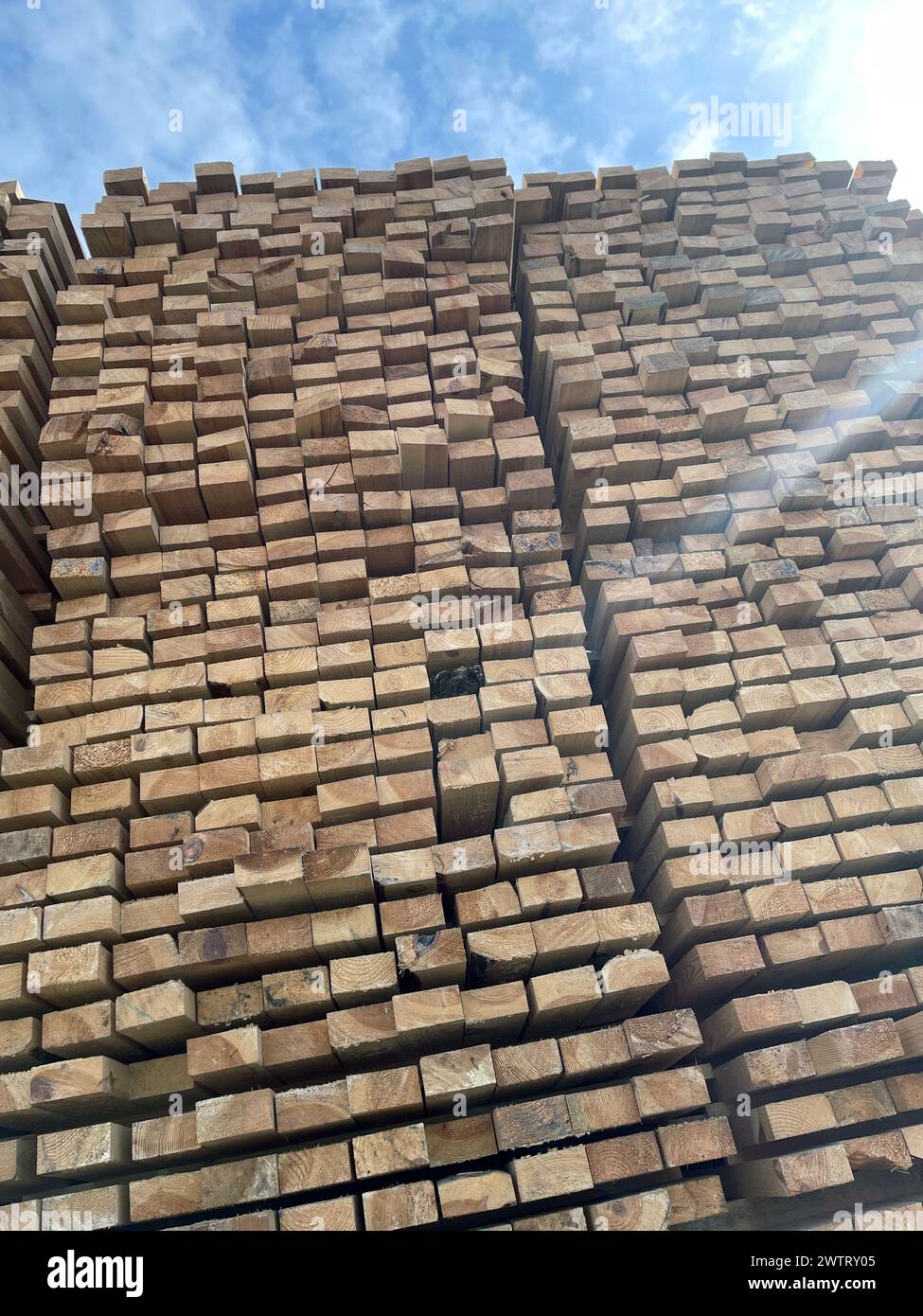 Stacked Timber Planks at a Lumberyard Awaiting Transportation. Stacked ...