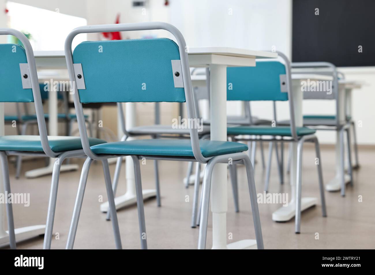 Schoolroom interior desks blackboard hi-res stock photography and ...