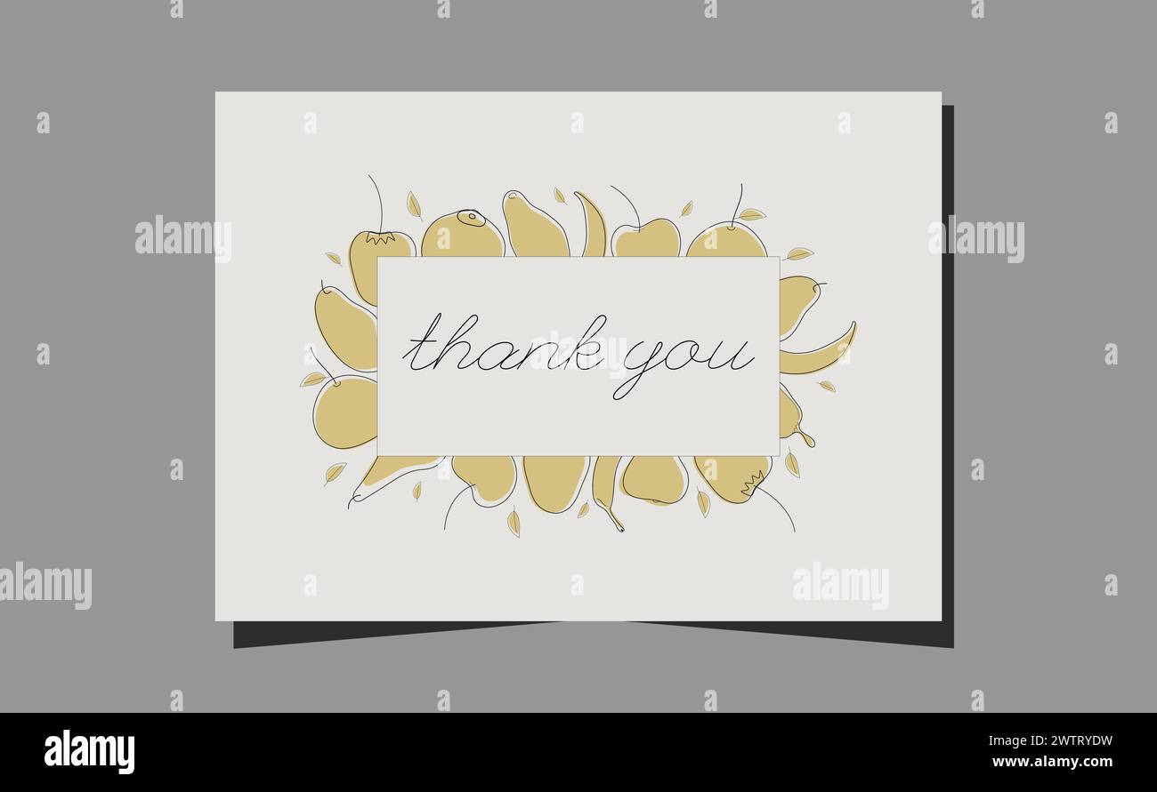 Card thank you with fruits pattern, font lettering, culinary food ...