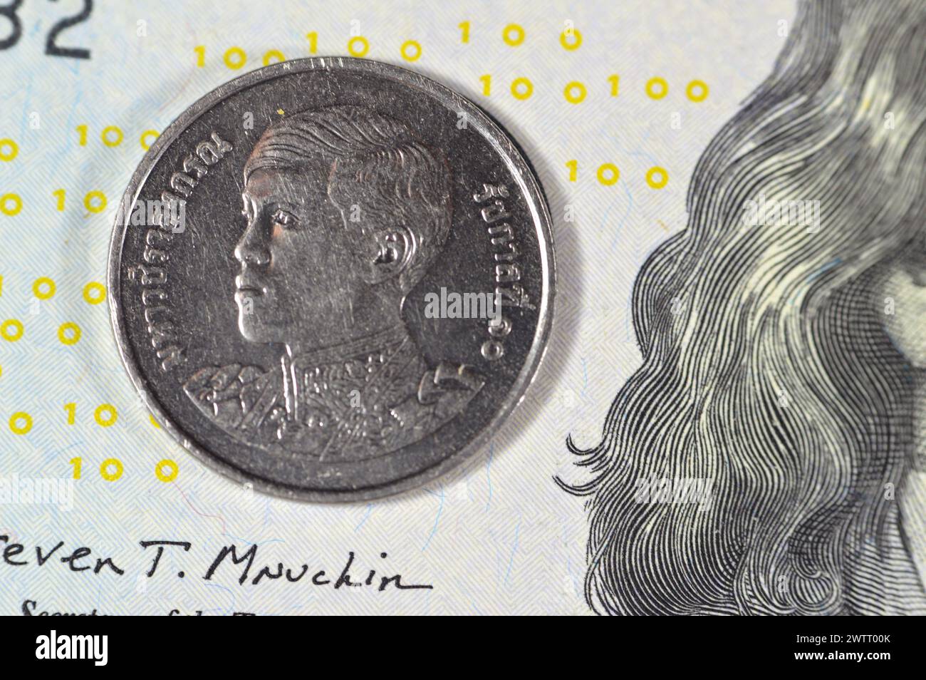 one Baht Thai coin features Bust facing left of Maha Vajiralongkorn ...