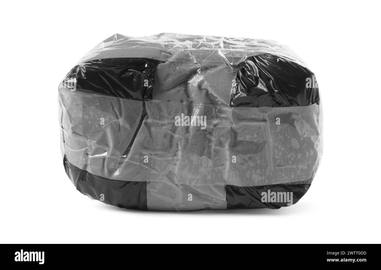 Package with narcotics isolated on white. Drug addiction Stock Photo ...