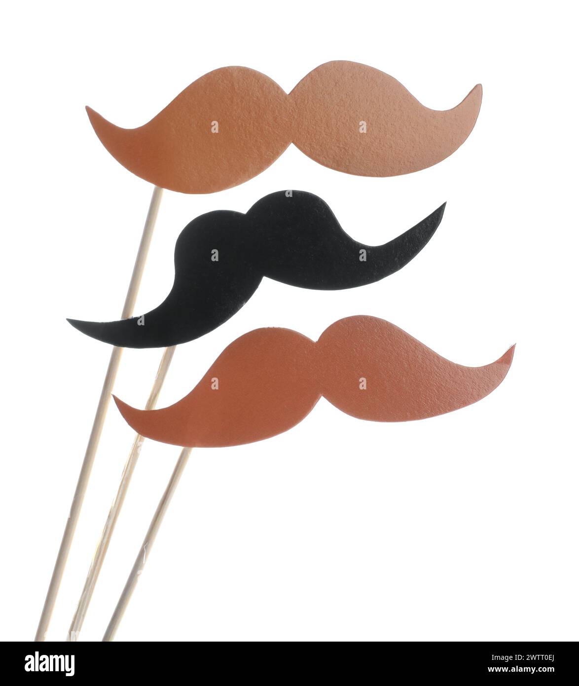 Fake paper mustaches on sticks against white background Stock Photo - Alamy