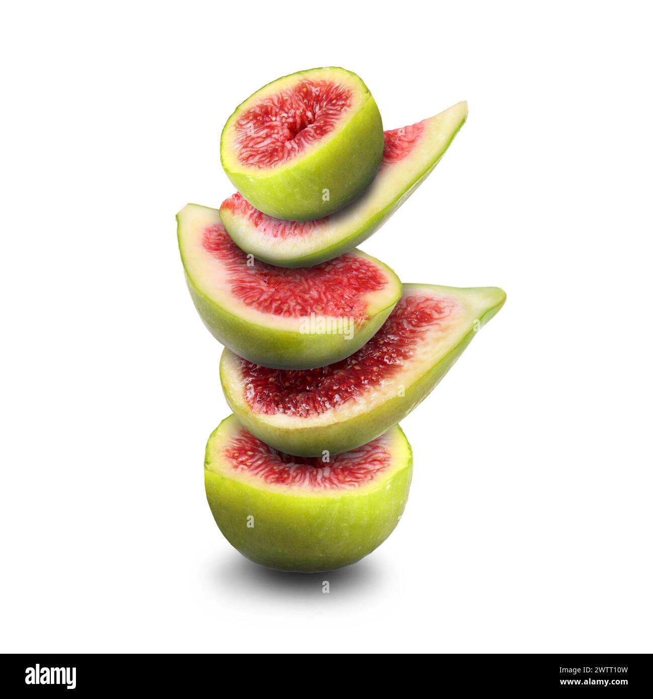 Stacked fresh green figs on white background Stock Photo - Alamy