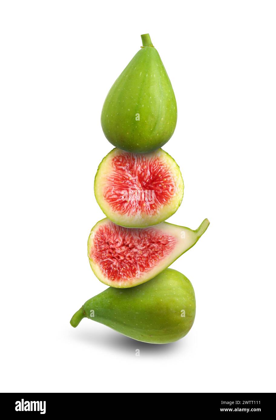 Stacked fresh green figs on white background Stock Photo - Alamy