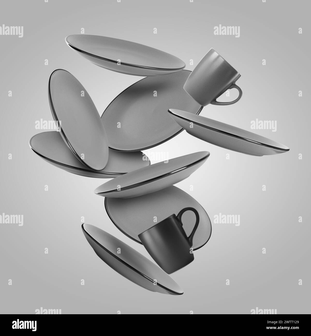 Plates cups Black and White Stock Photos & Images - Alamy