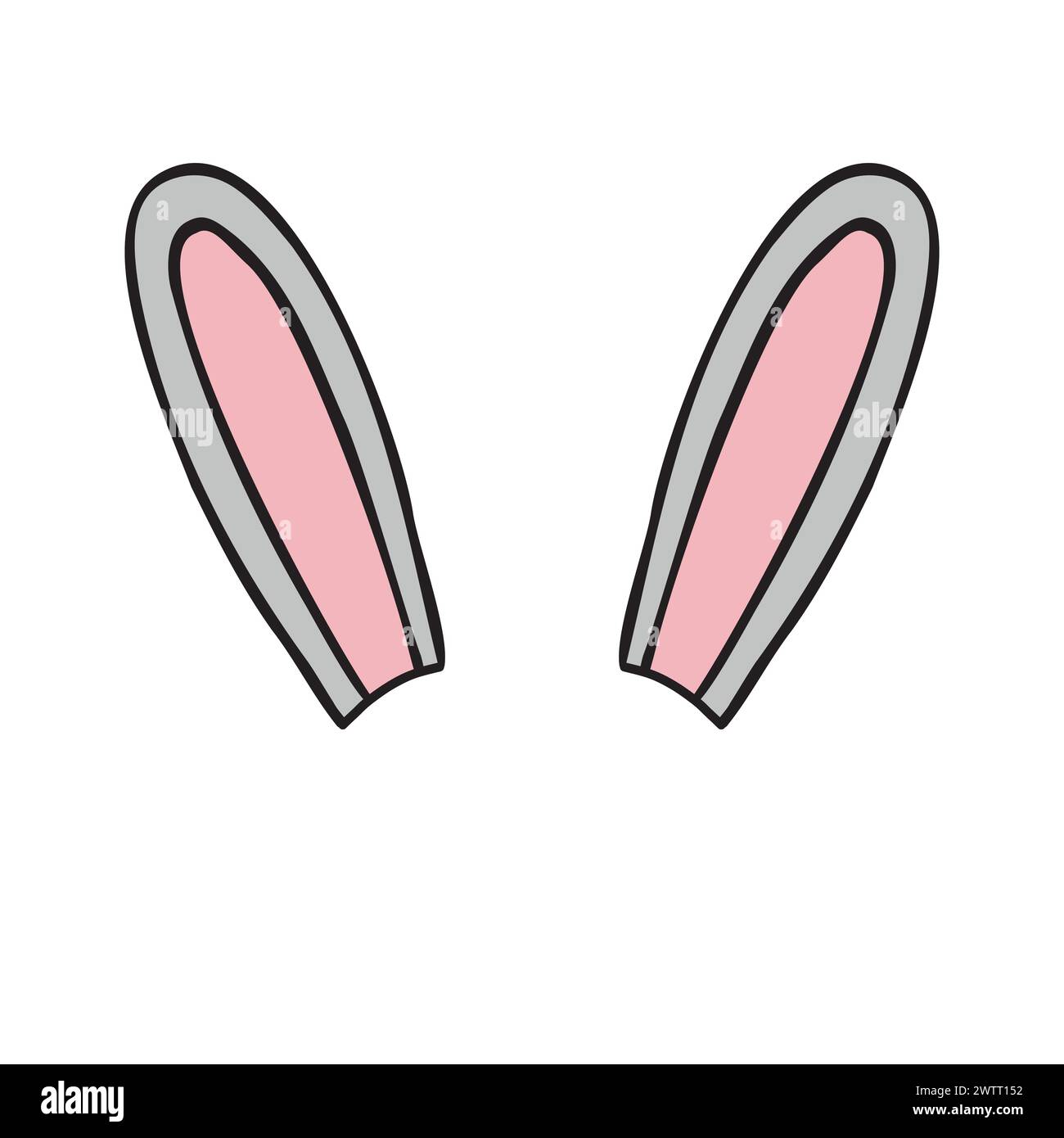 Vector hand drawn doodle sketch colored rabbit bunny ears isolated on ...
