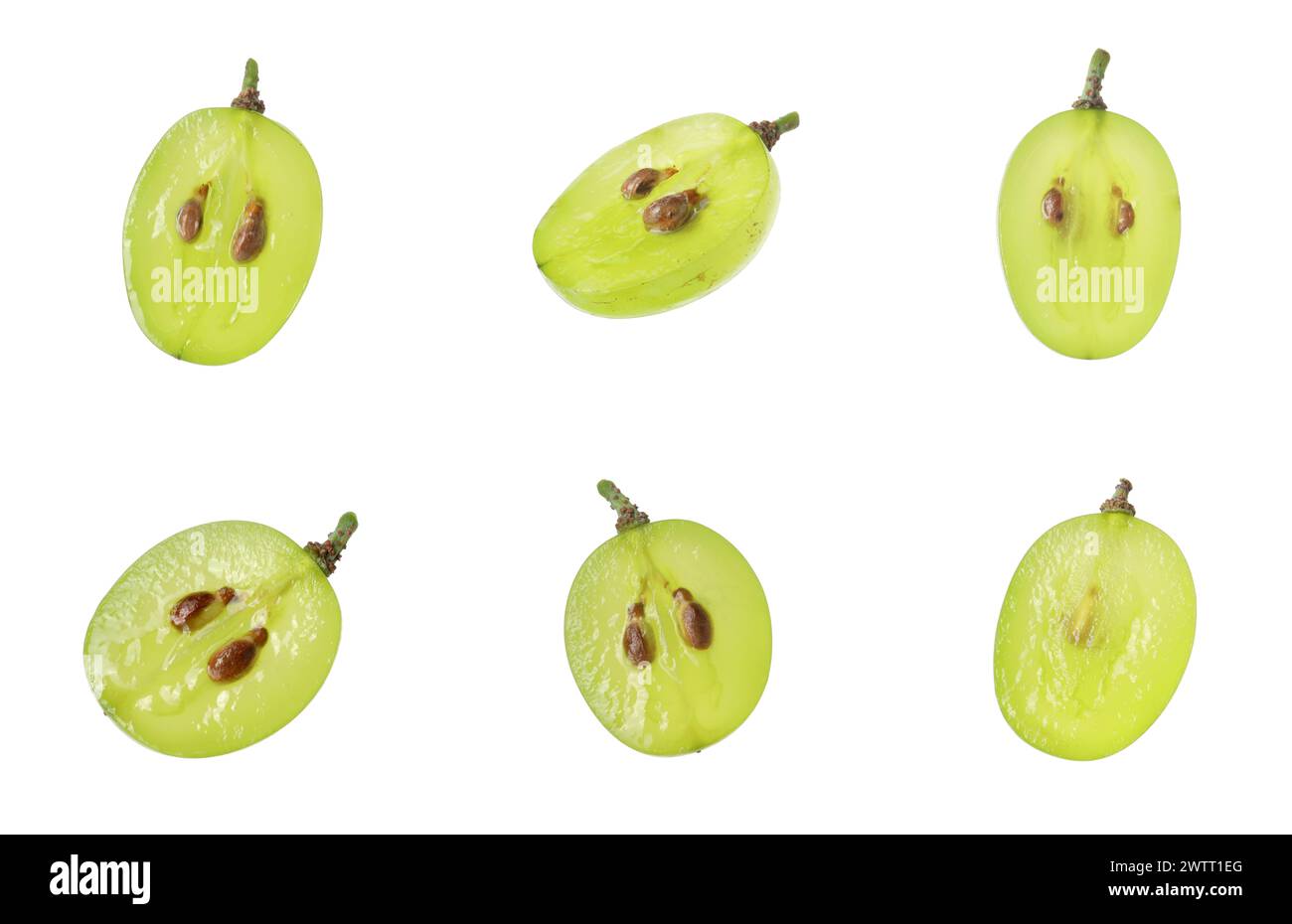Cut ripe green grapes isolated on white, set Stock Photo - Alamy