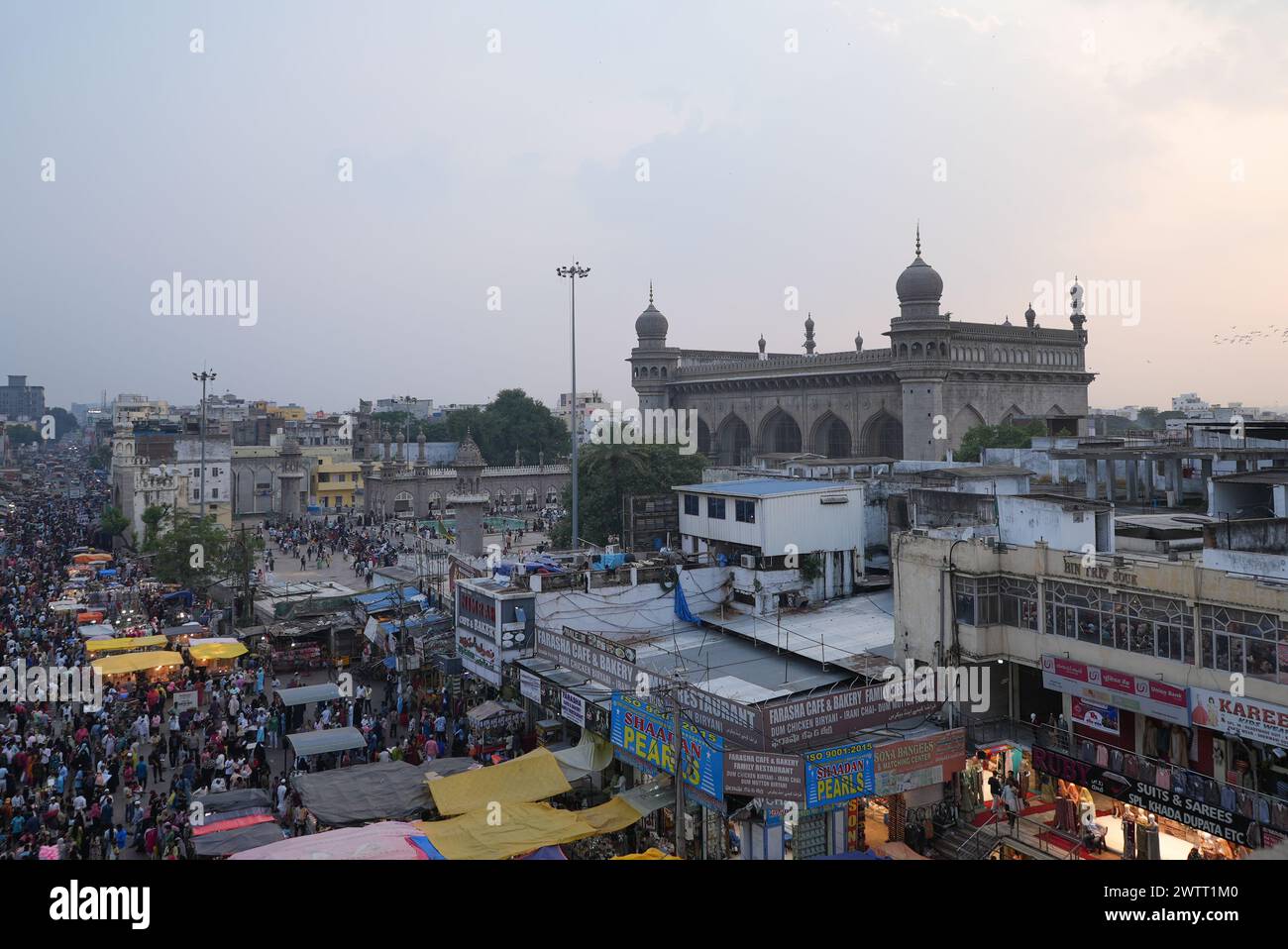 Hyderabad City View from the top of Charminar, Street market Most ...