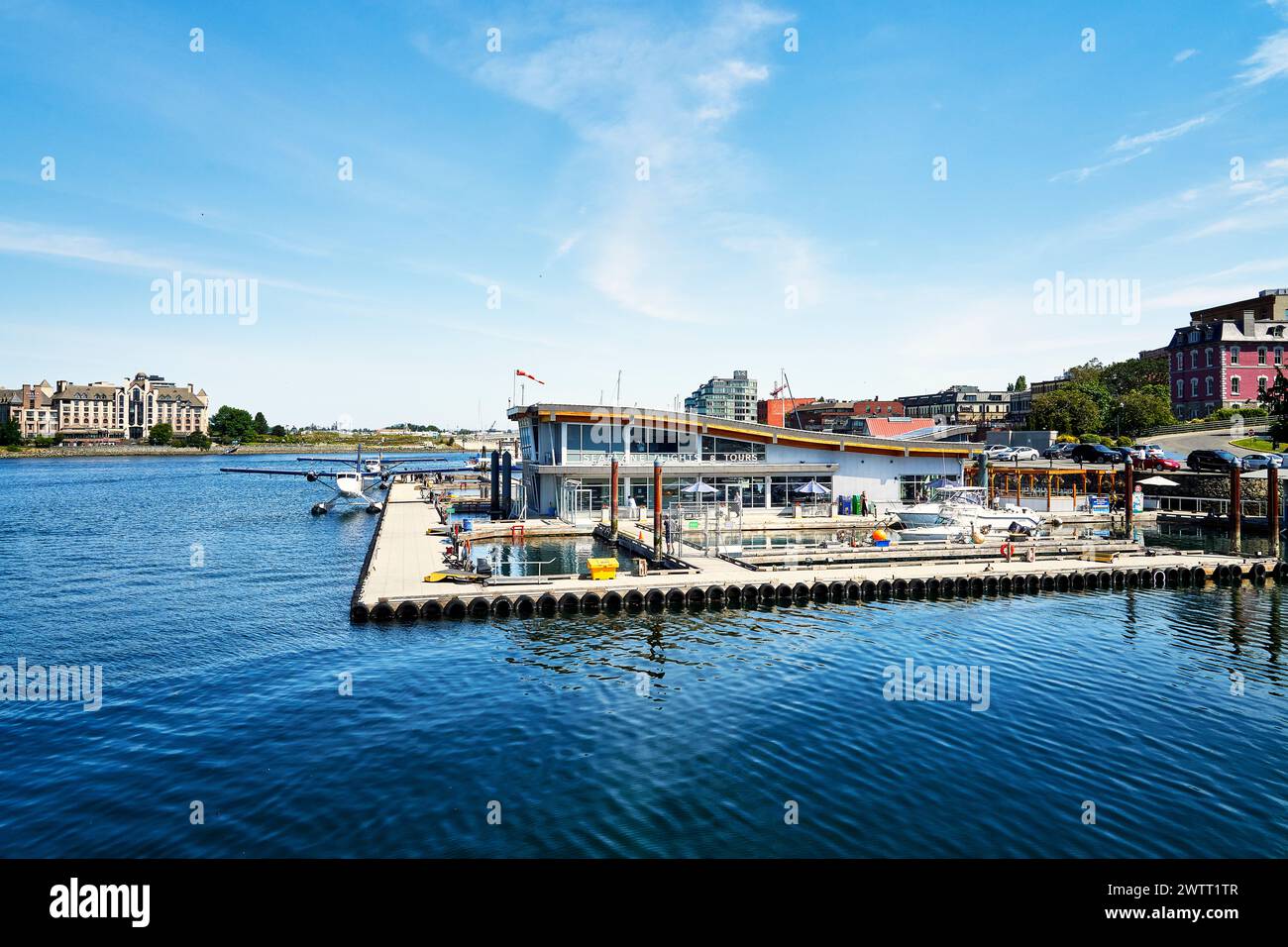 The seaplane base located in the inner harbor in Victoria, BC with a ...