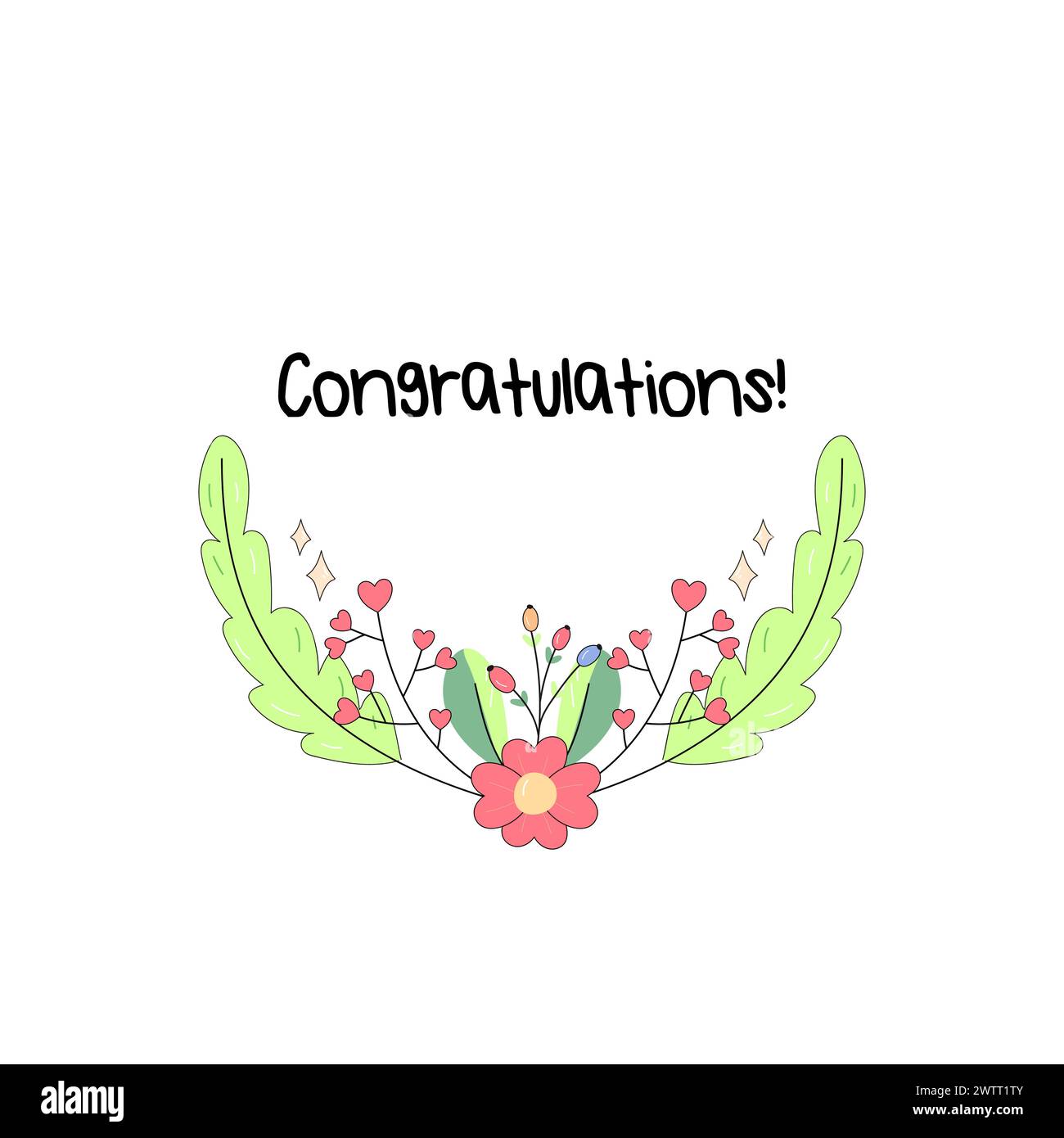 Congratulations frame, with flowers, plants and maple moth, butterfly ...