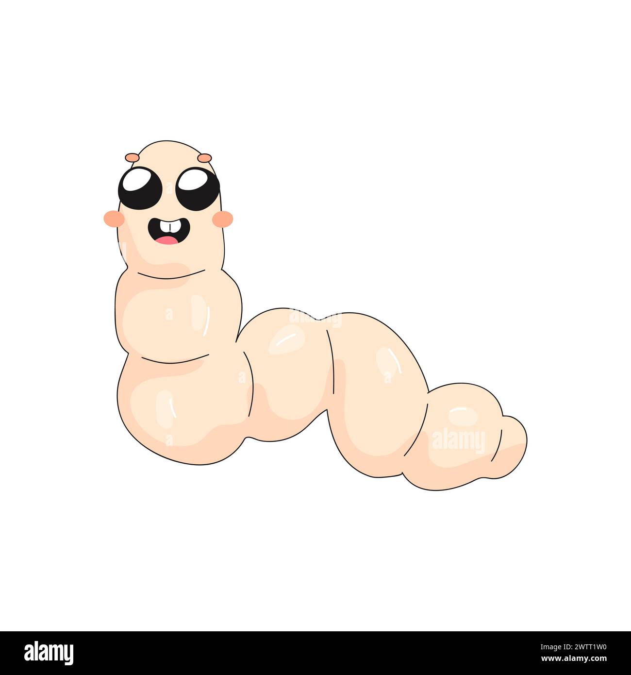 Cute worm, cartoon, children character insect. Vector illustration on ...