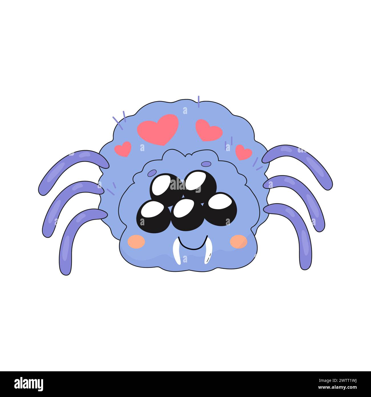 Cute purple spider, cartoon, children character insect. Vector ...