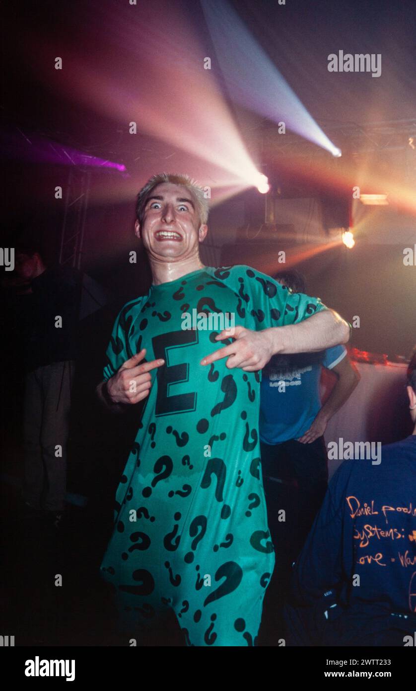 A dancer at a club night in Scotland during the 1990's wearing a one ...