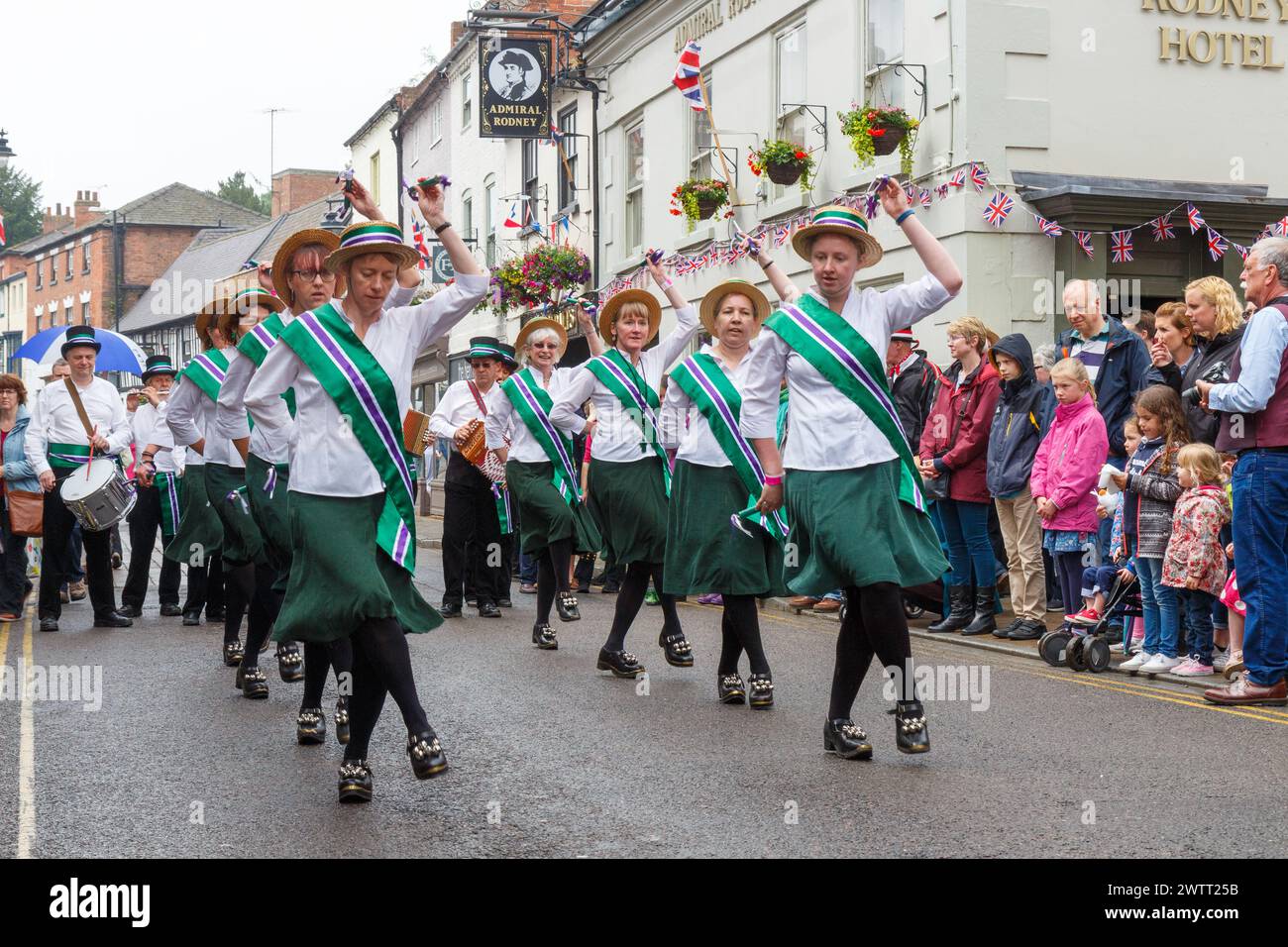Silkstone Greens Morris dancers dancing in the Street at the Southwell ...