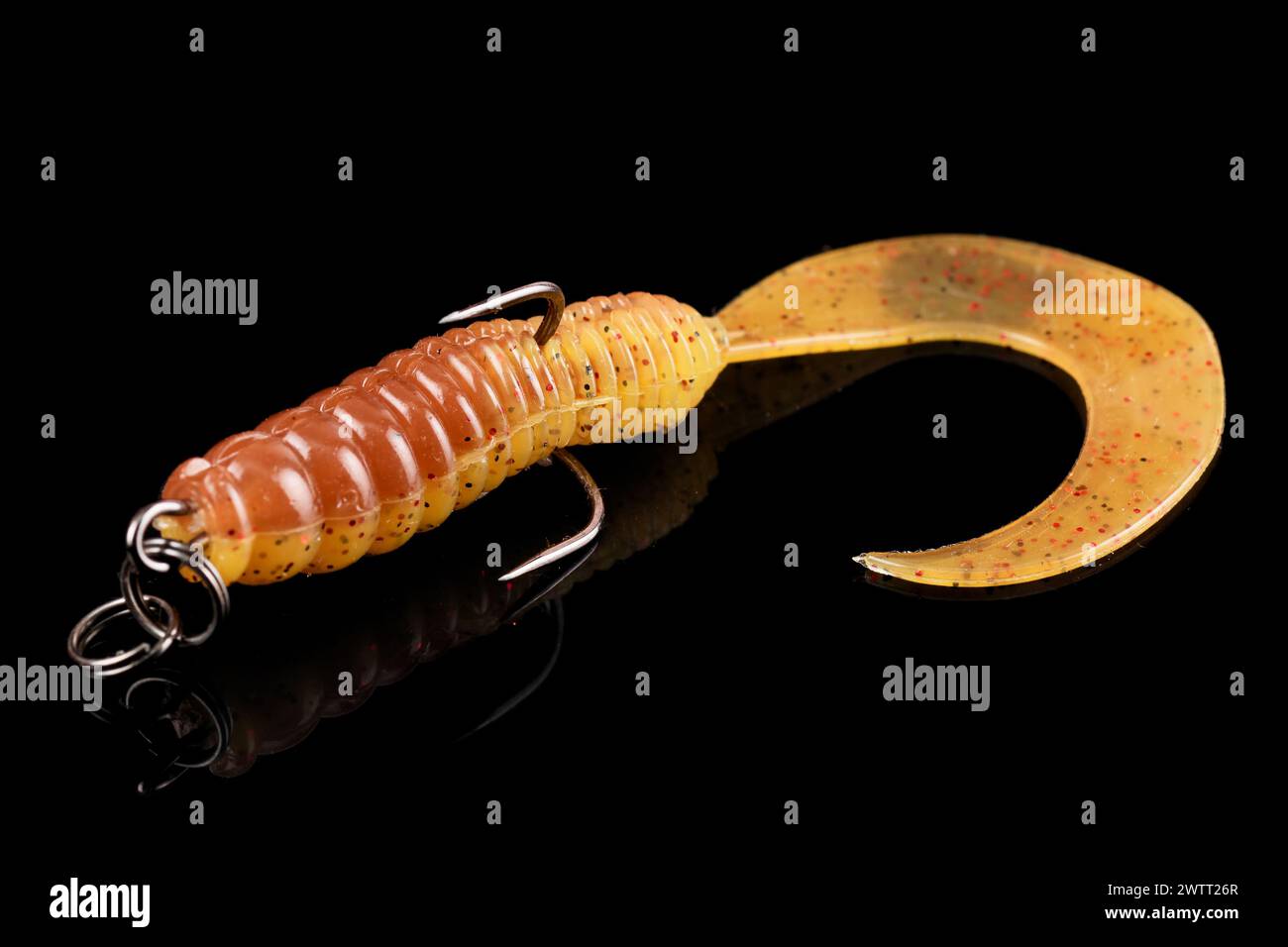 Soft fishing bait, silicone grub for predatory fish, with double hook ...