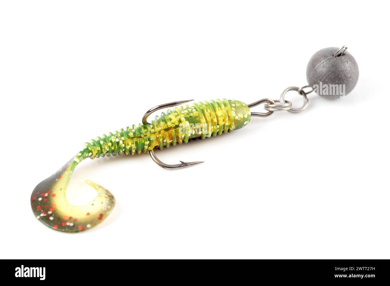 Soft fishing bait for predatory fish, moss green plastic grub, with ...