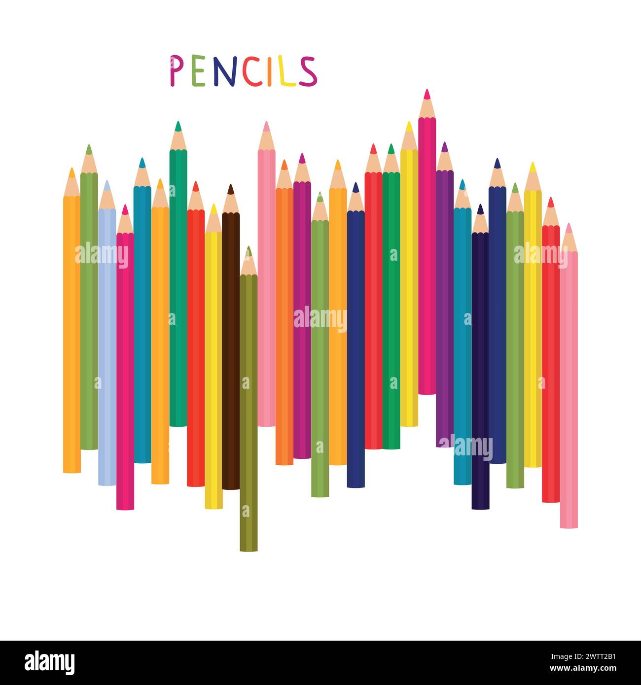 Colored pencils background. Colorful banner with pencils set. Vector ...