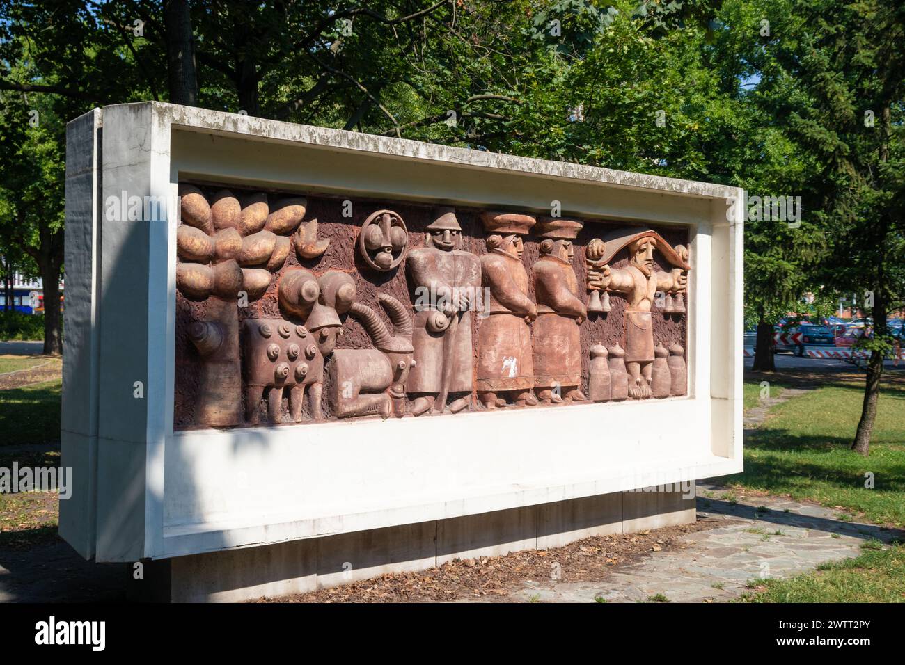 Bas-relief sculpture entitled Göcsej in Népliget Park by János Németh ...