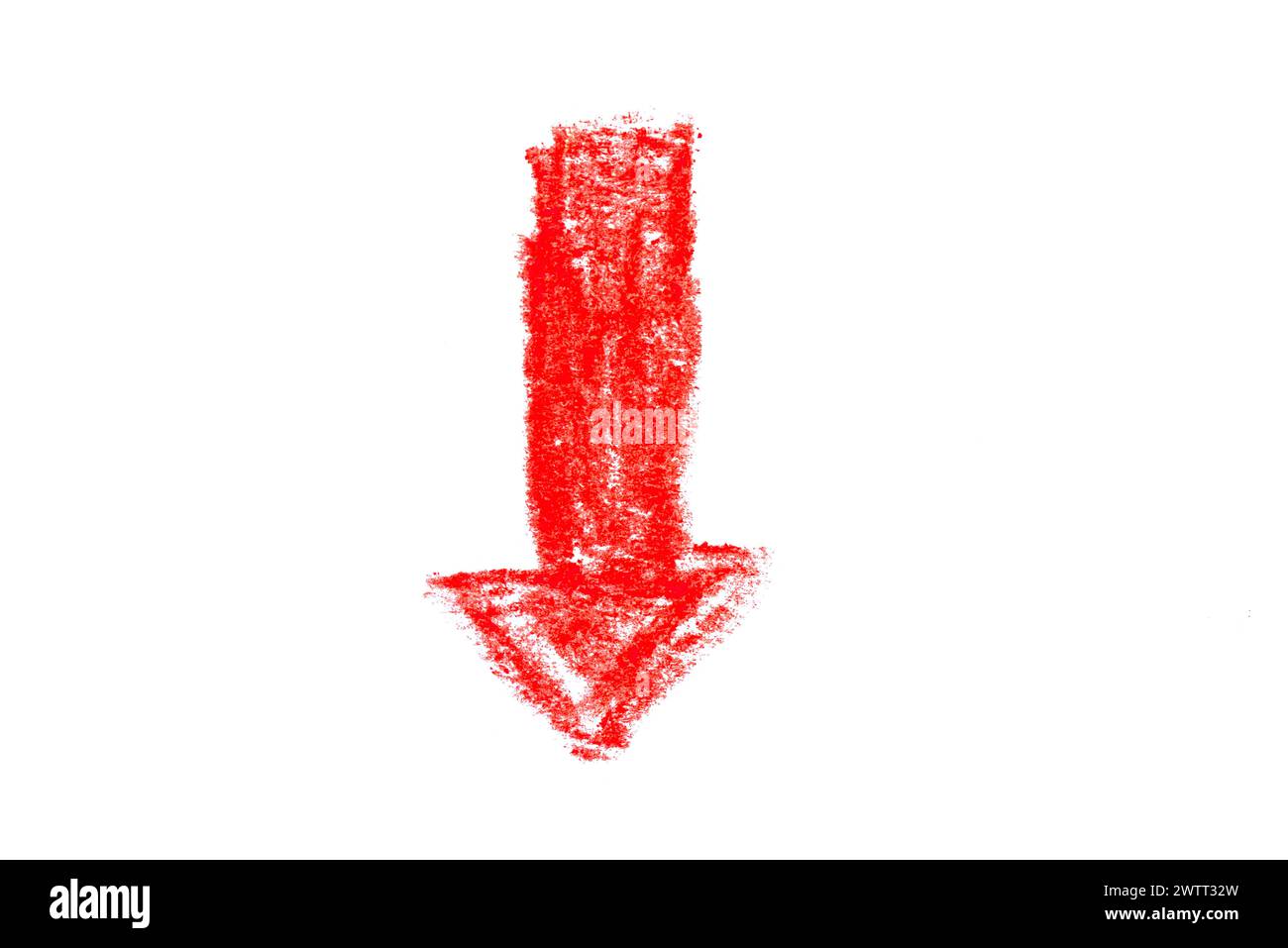 A red arrow pointing down on a white background Stock Photo - Alamy