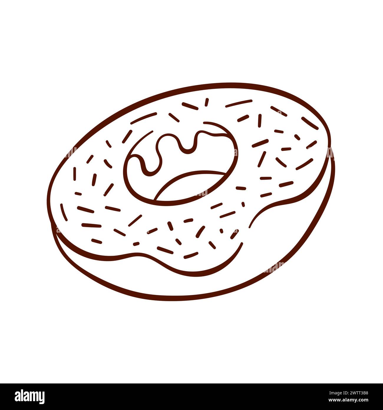 Donut simple logo with glaze and sprinkles in line art style. Simple ...