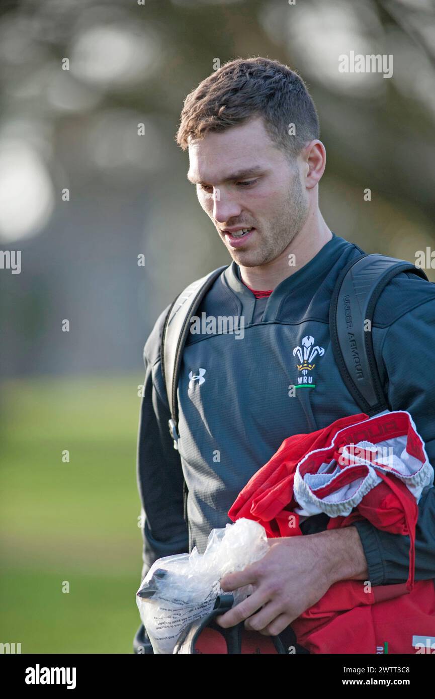File pic of George North taking part in Welsh rugby team training at ...
