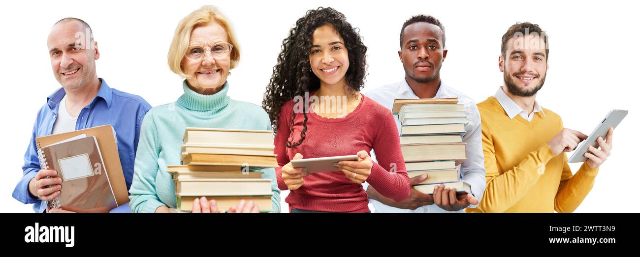 Adults of many generations with teaching materials as adult education ...