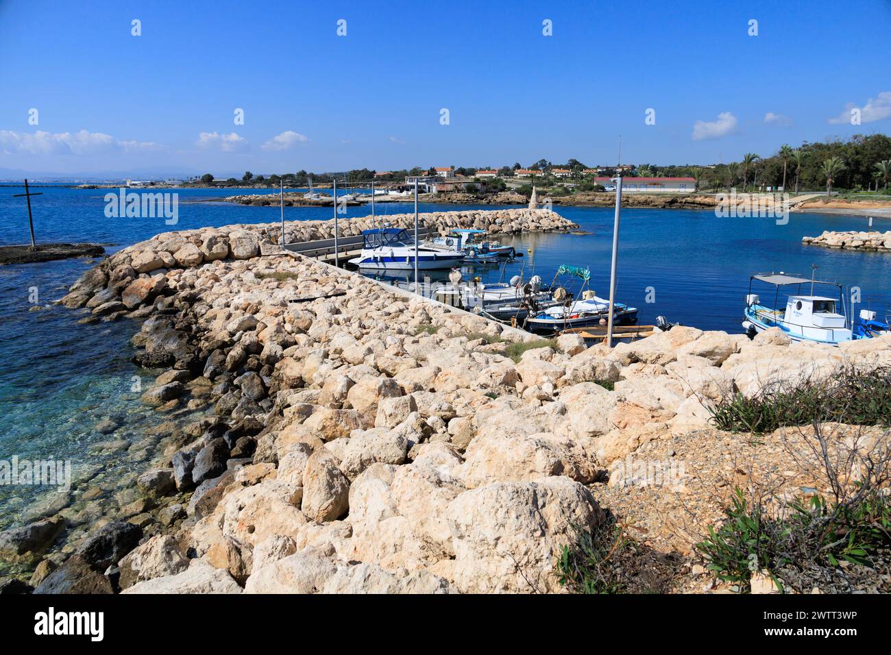 Xylotymvou fishing harbour in Dhekelia SBA, Larnaca, Cyprus Stock Photo ...