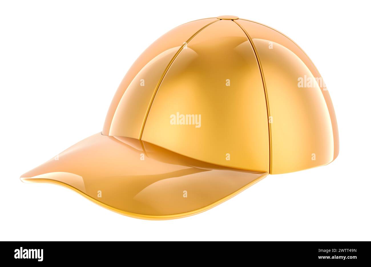 Golden baseball cap. 3D rendering isolated on the white background ...