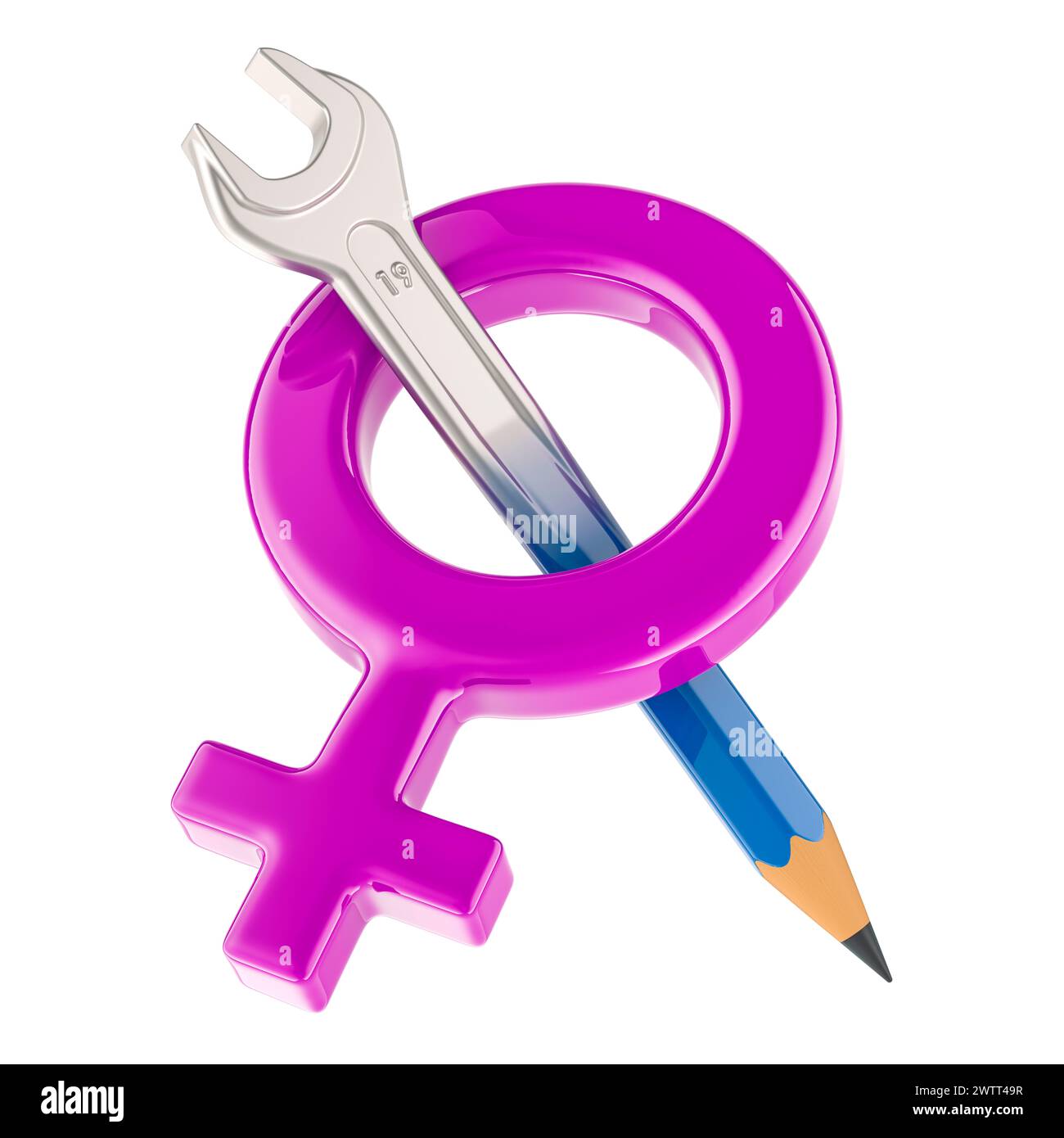 Feminism and gender equality concept. 3D rendering isolated on white ...