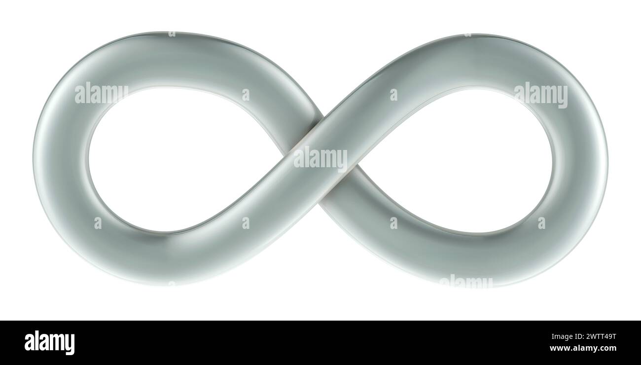 Silver Infinity Symbol, 3D rendering isolated on white background Stock ...
