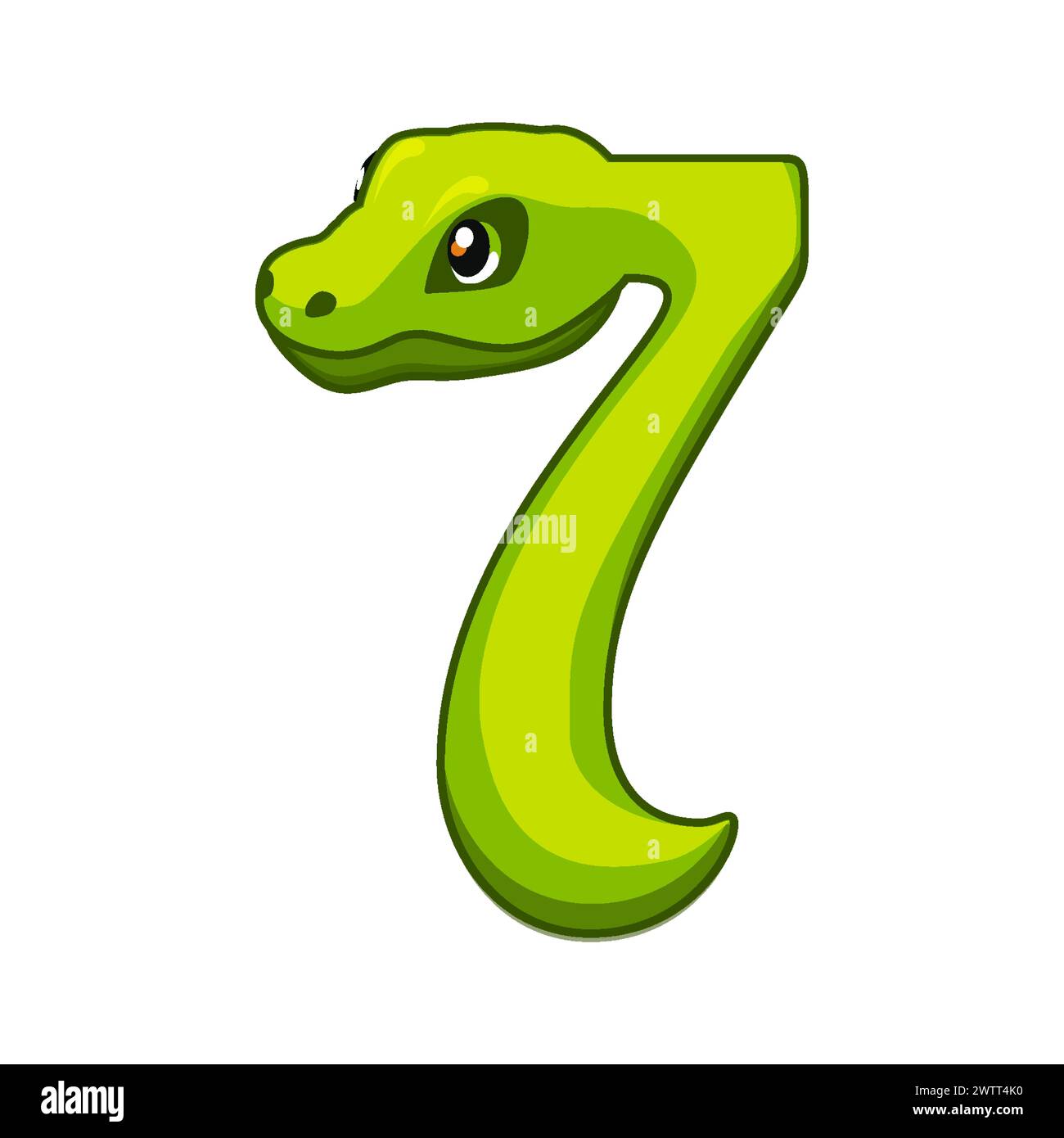 Snake font. Digit 7. Cartoon Seven number Stock Vector Image & Art - Alamy