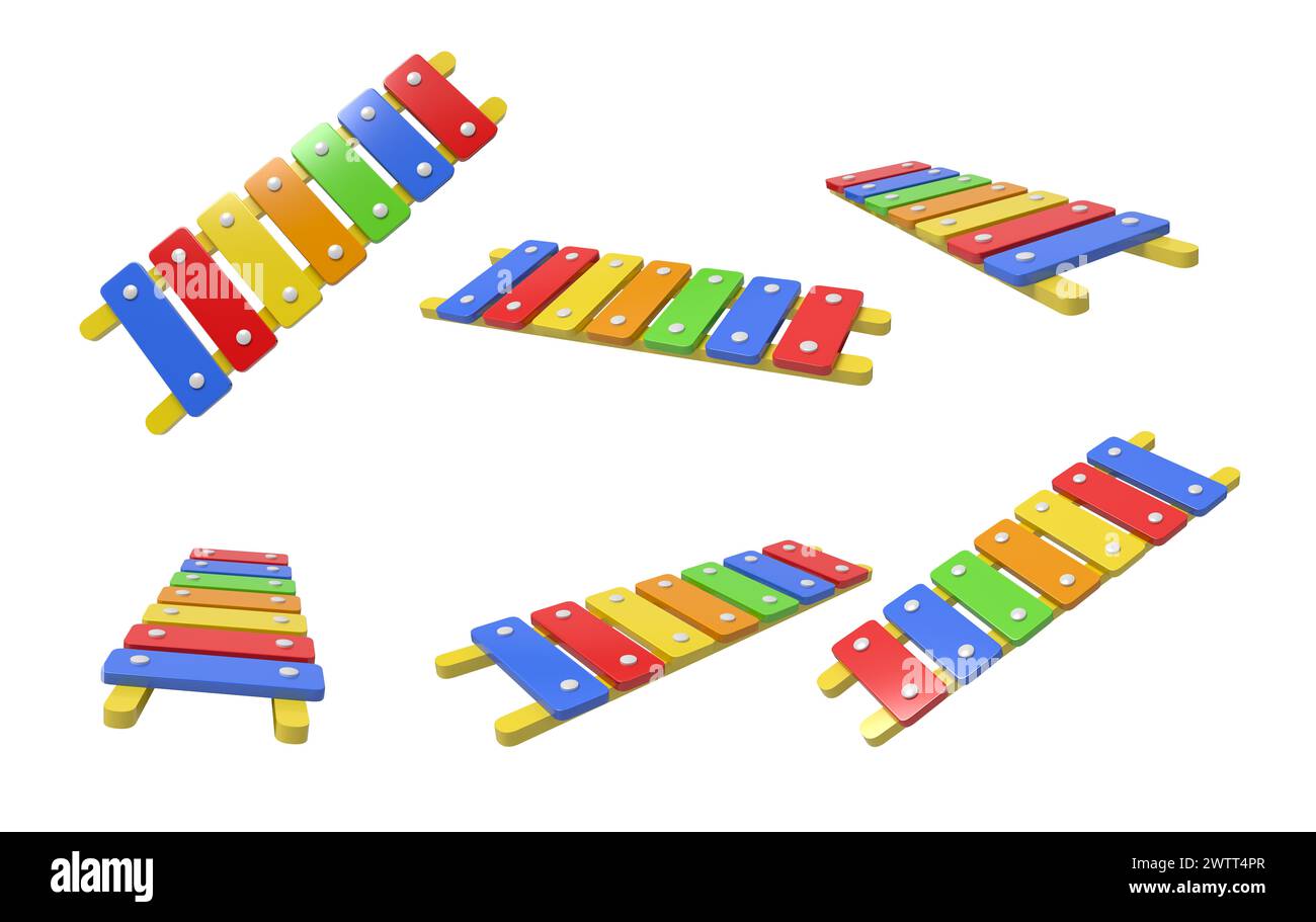 Colorful xylophone instruments laid out diagonally Stock Photo - Alamy
