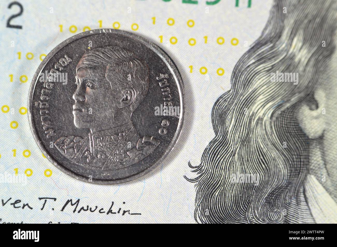 one Baht Thai coin features Bust facing left of Maha Vajiralongkorn ...