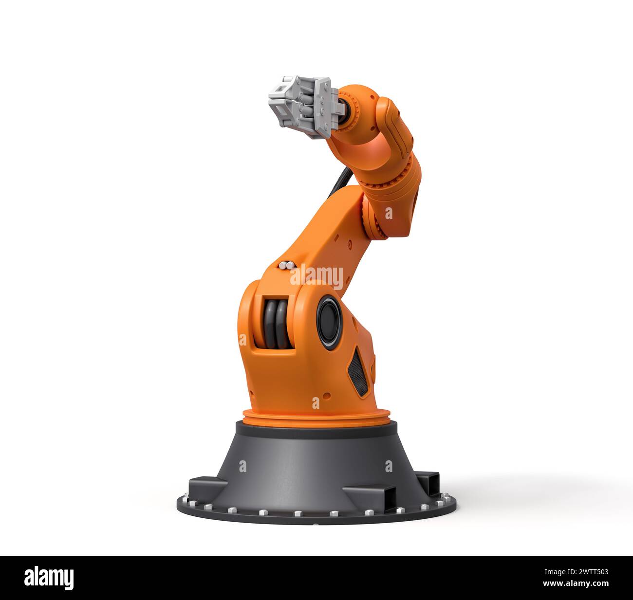 3d rendering of orange robotic arm isolated on white background Stock ...